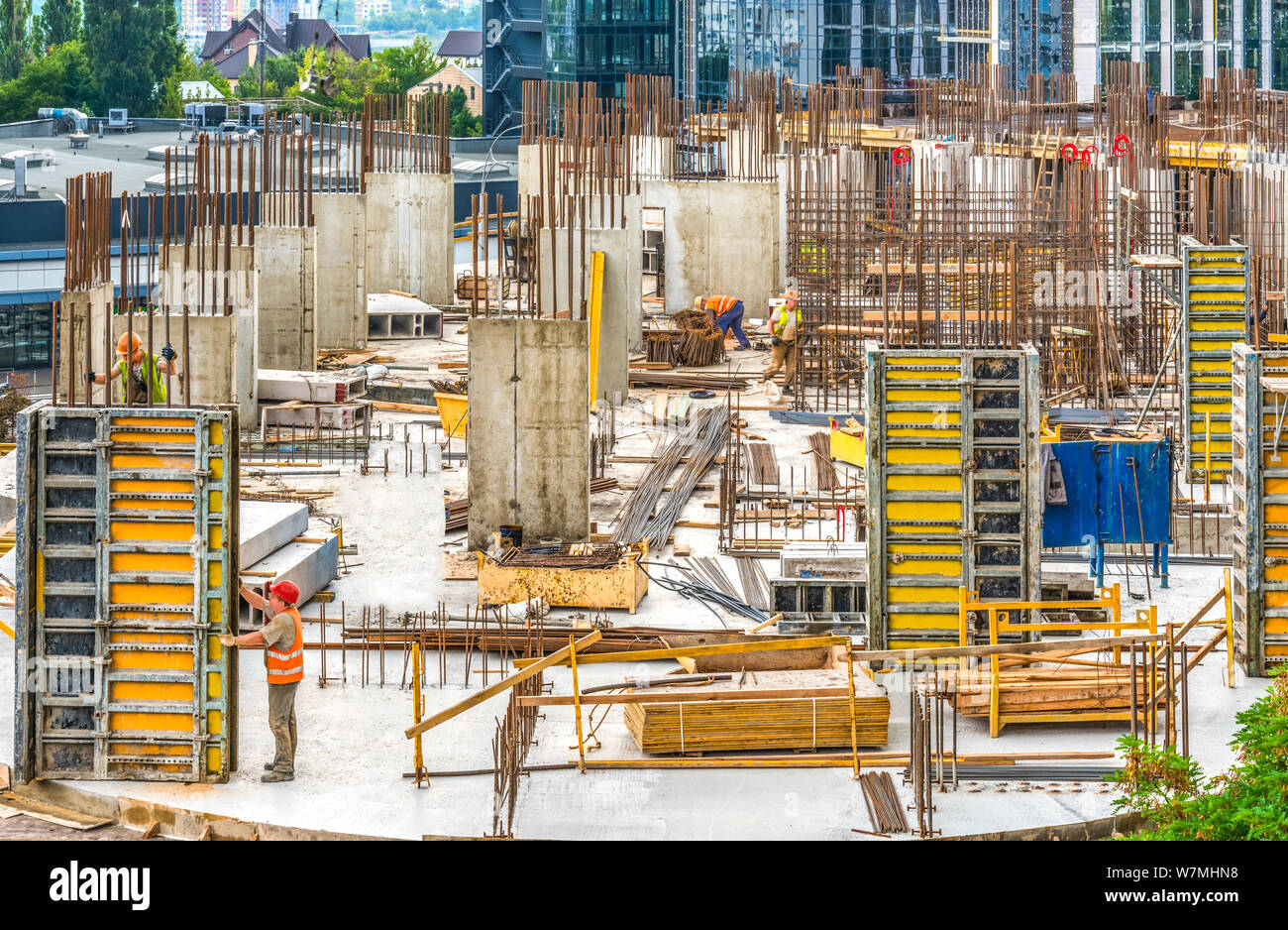 New building under construction and construction site of a residential ...