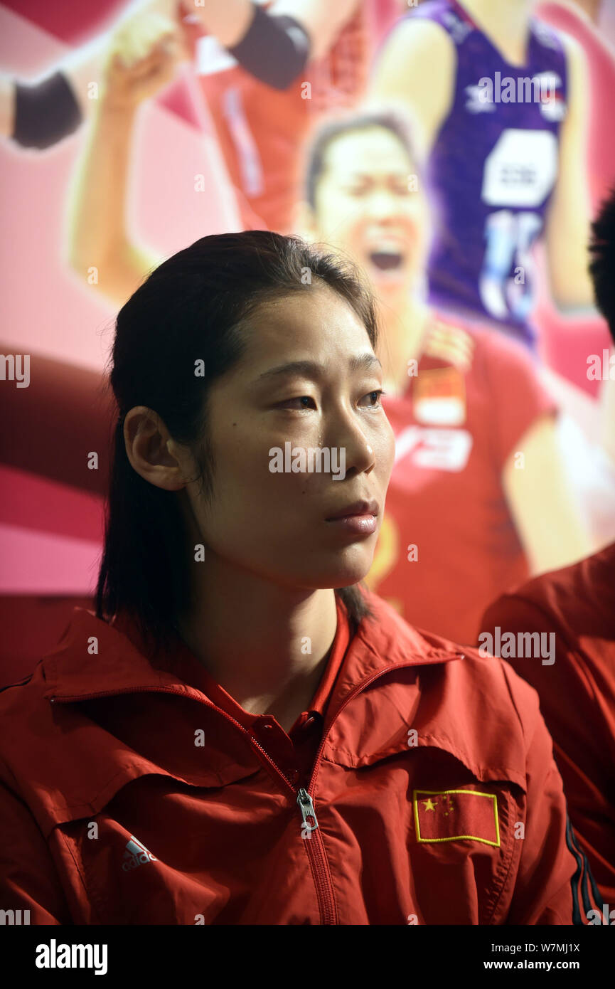 Zhu Ting of China attends a press conference for the Pool G1-Group 1 match during the FIVB ...