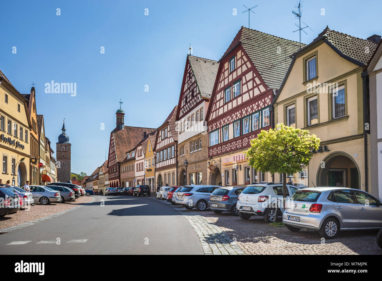 HASSBERGE, GERMANY - CIRCA APRIL, 2019: Townscape of Ebern in Hassberge ...