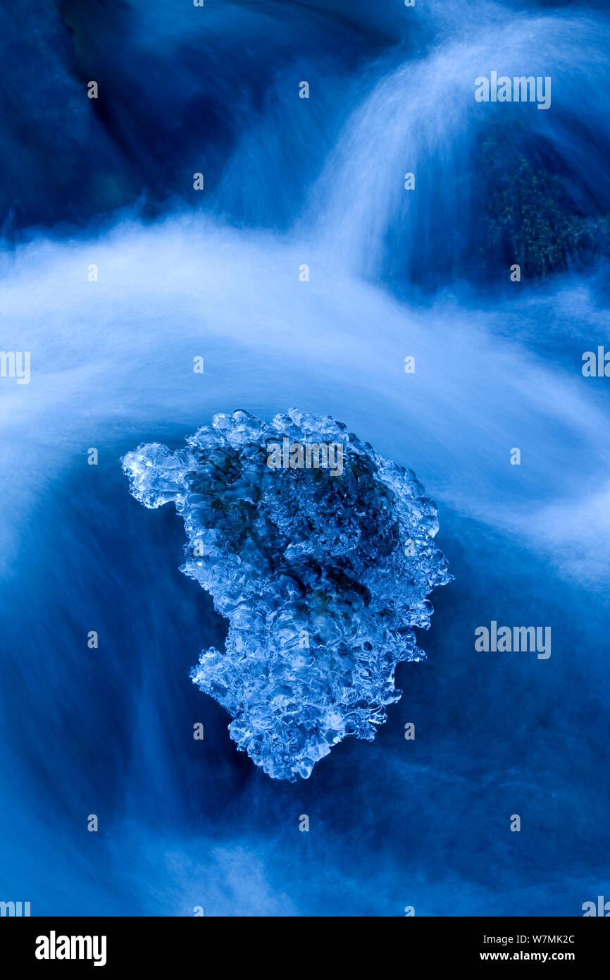 Ice in flowing river water. Scotland, UK, February Stock Photo - Alamy