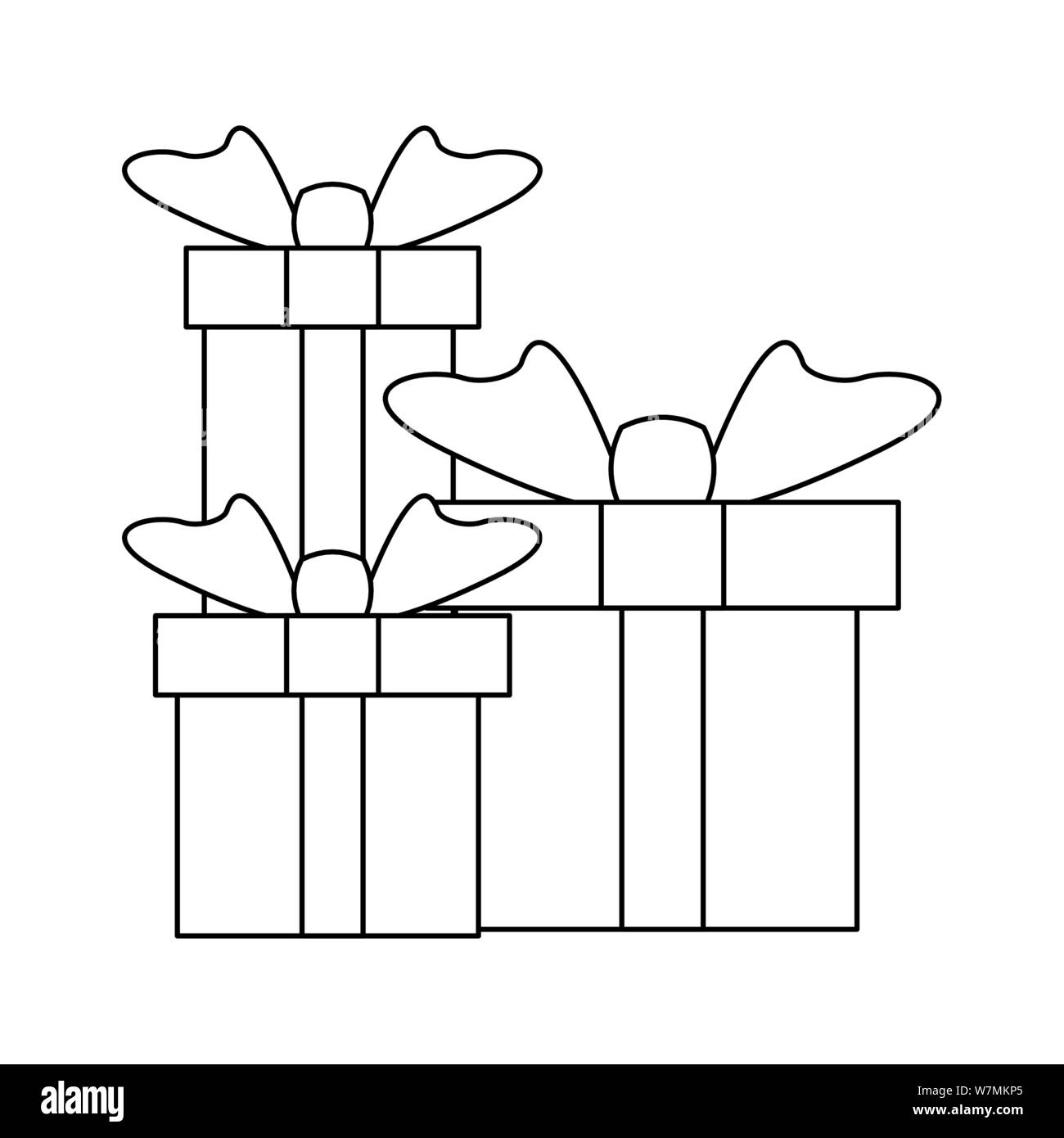 party gift surprise present cartoon in black and white Stock Vector ...