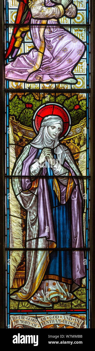 Stained glass window c 1881 detail of Saint Mary, Wenhaston church ...