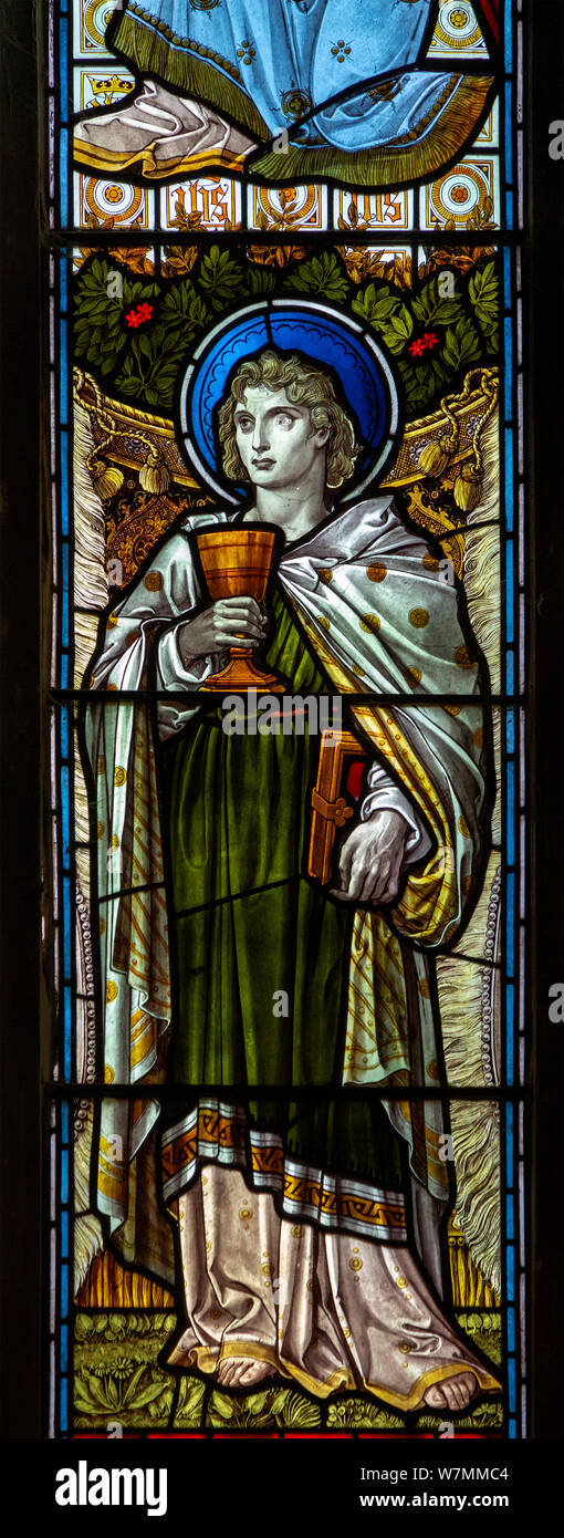 Stained glass window c 1881 detail of Saint Peter, Wenhaston church ...