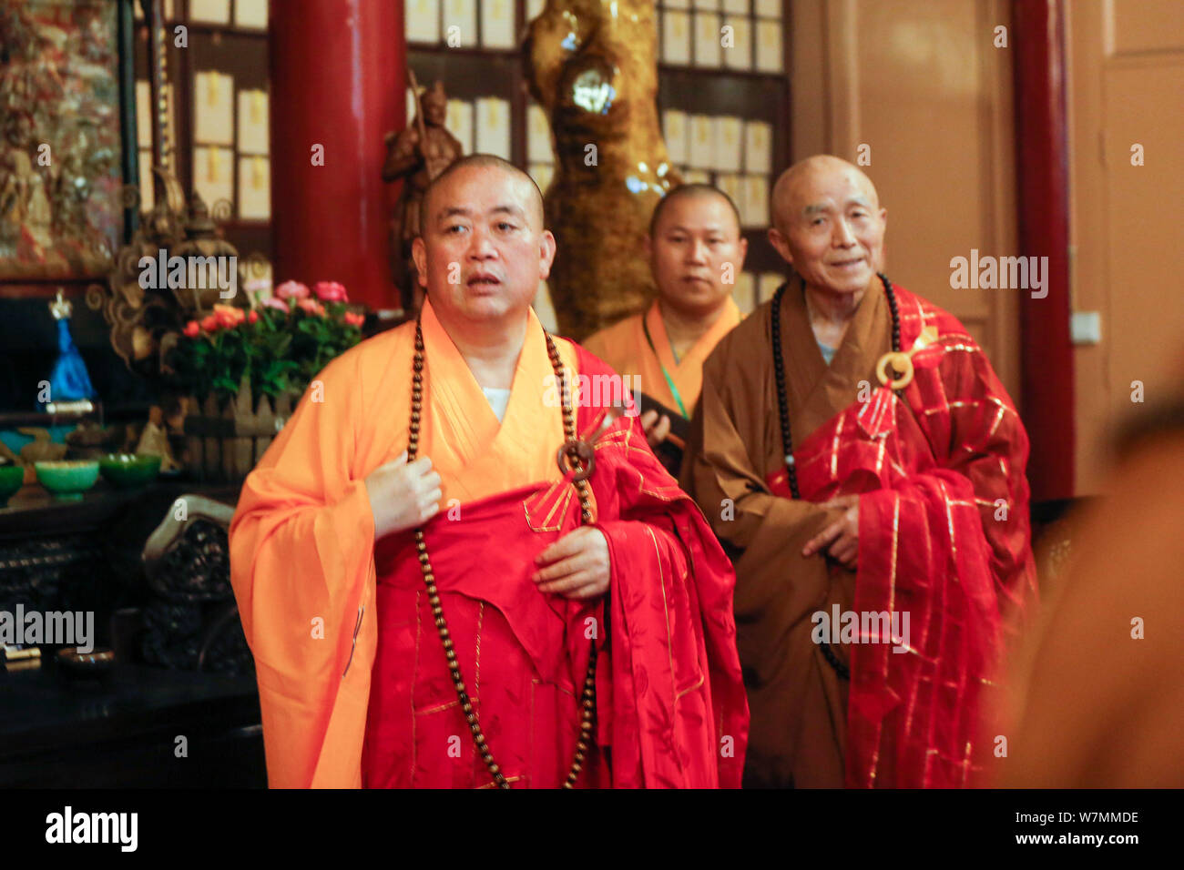 Shi Yongxin, left, abbot of Shaolin Temple, is pictured during the ...