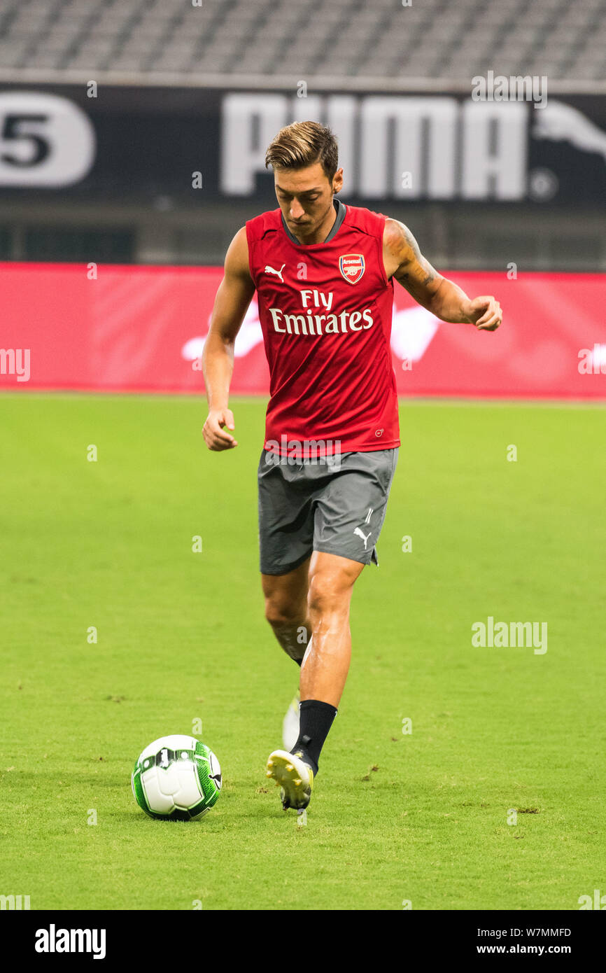 German football player Mesut Ozil of Arsenal F.C. takes part in a ...