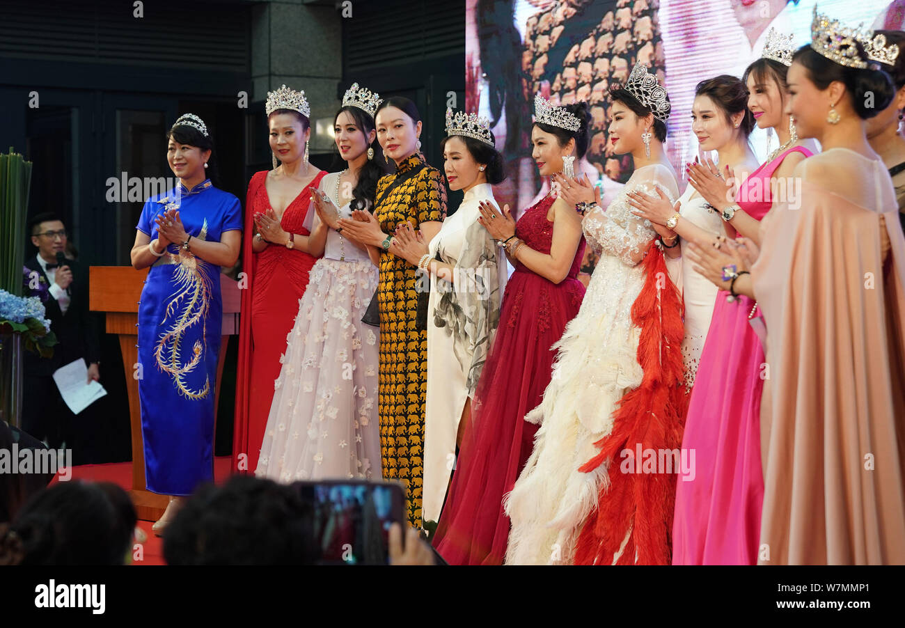 Winners of the past "Mrs. Globe" are pictured at a launch event of the ...