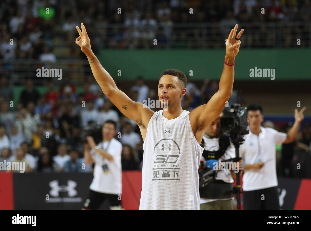 NBA star Stephen Curry of Golden State Warriors attends a fan meeting ...
