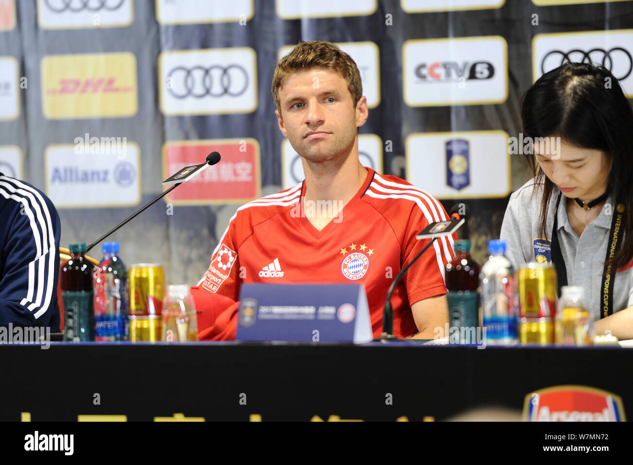 German football player Thomas Muller of FC Bayern Munich attends a ...