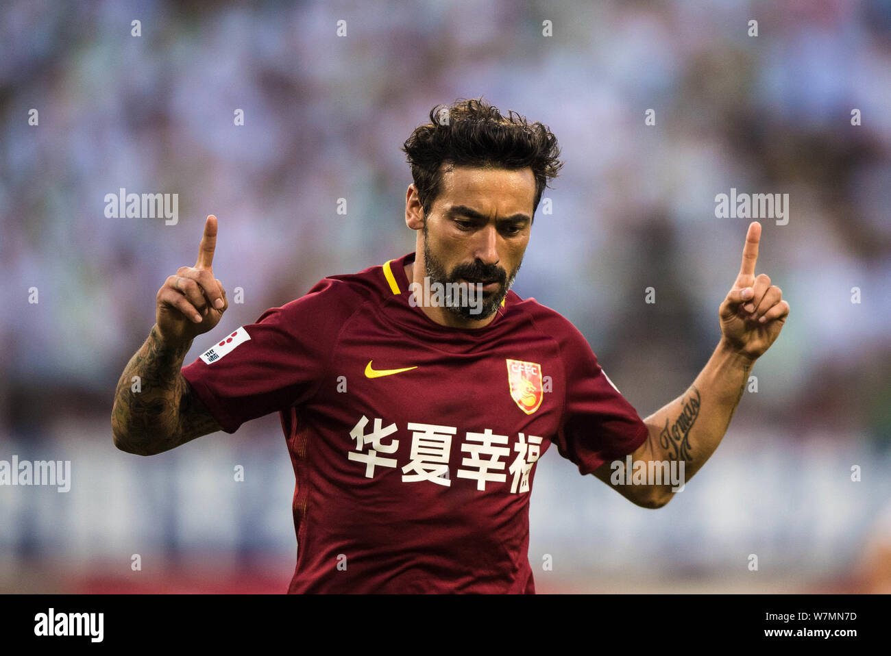 Argentine football player Ezequiel Lavezzi of Hebei China Fortune ...