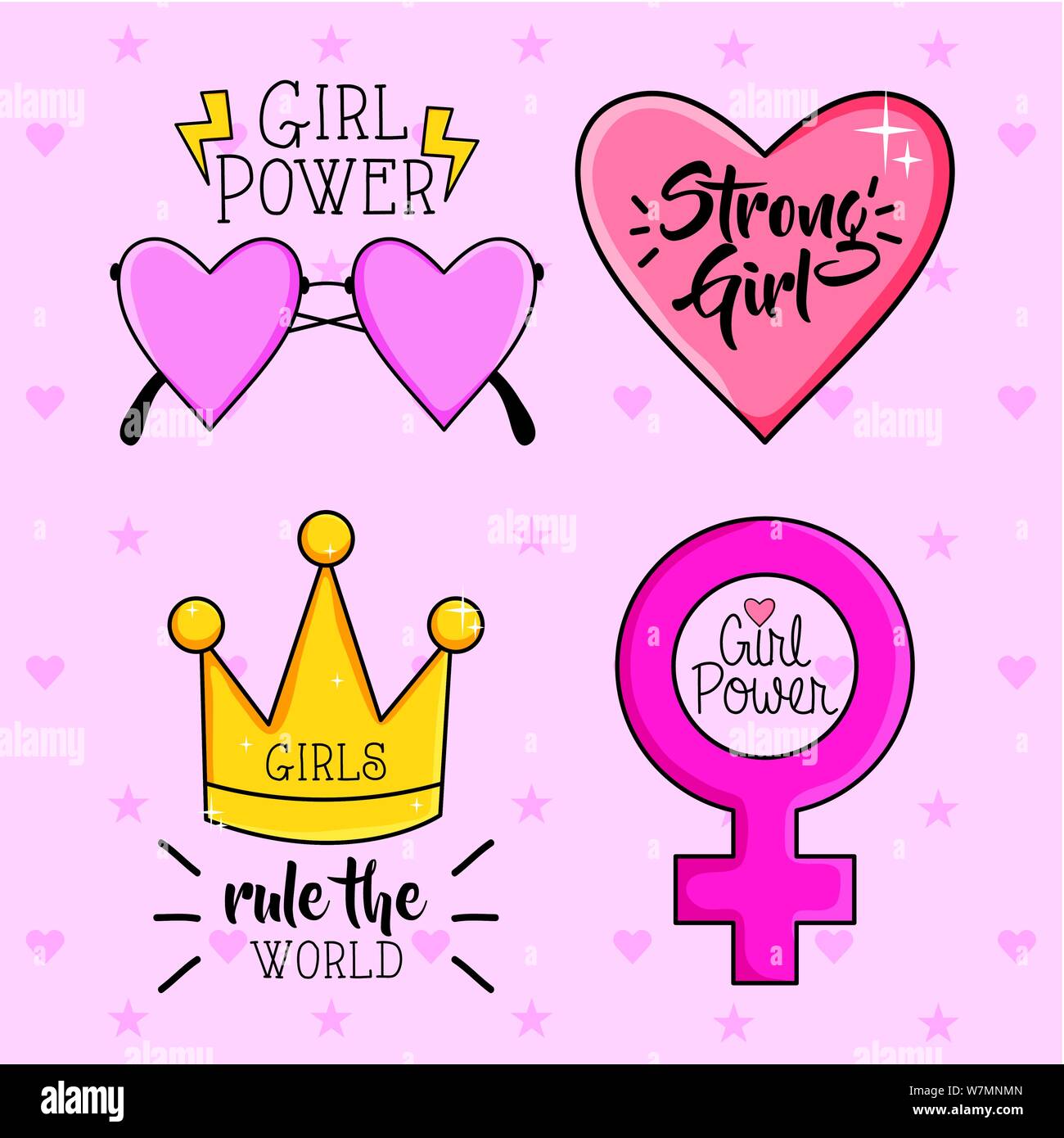 power girl stickers pop art style vector illustration design Stock ...