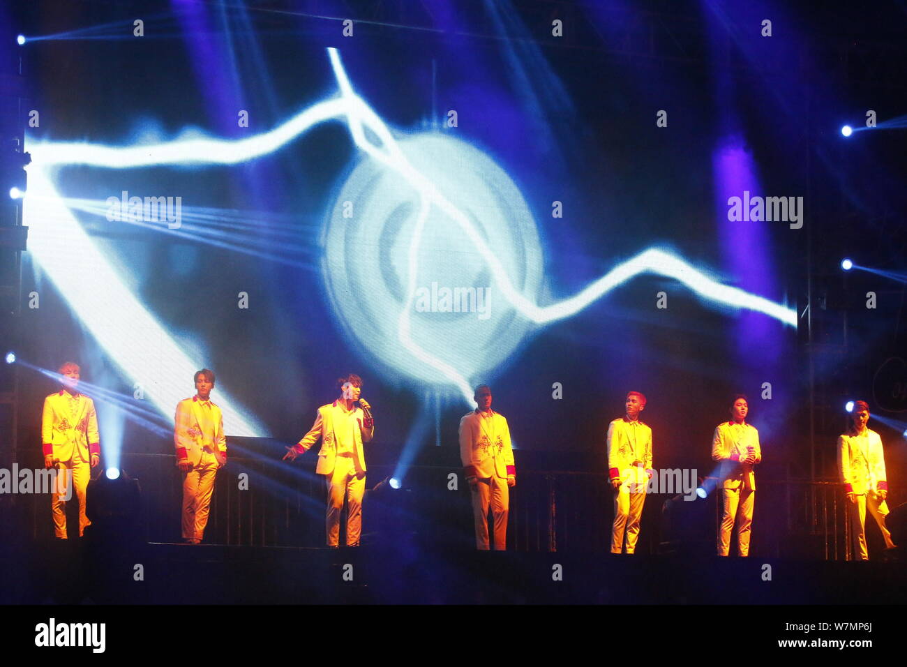 Members of South Korean boy group BTOB perform during their concert in ...