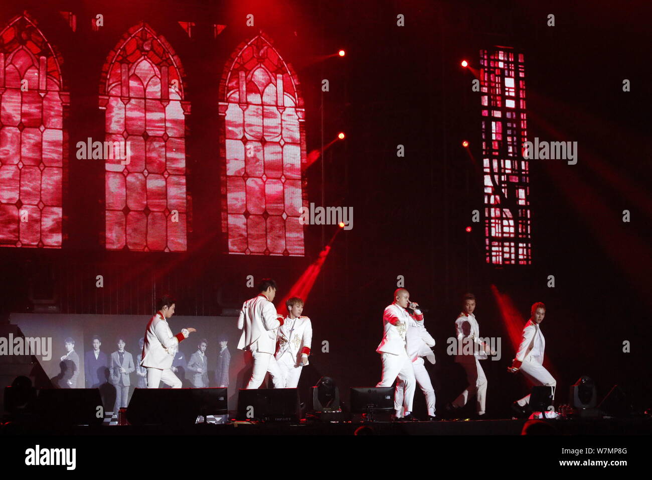 Members of South Korean boy group BTOB perform during their concert in ...