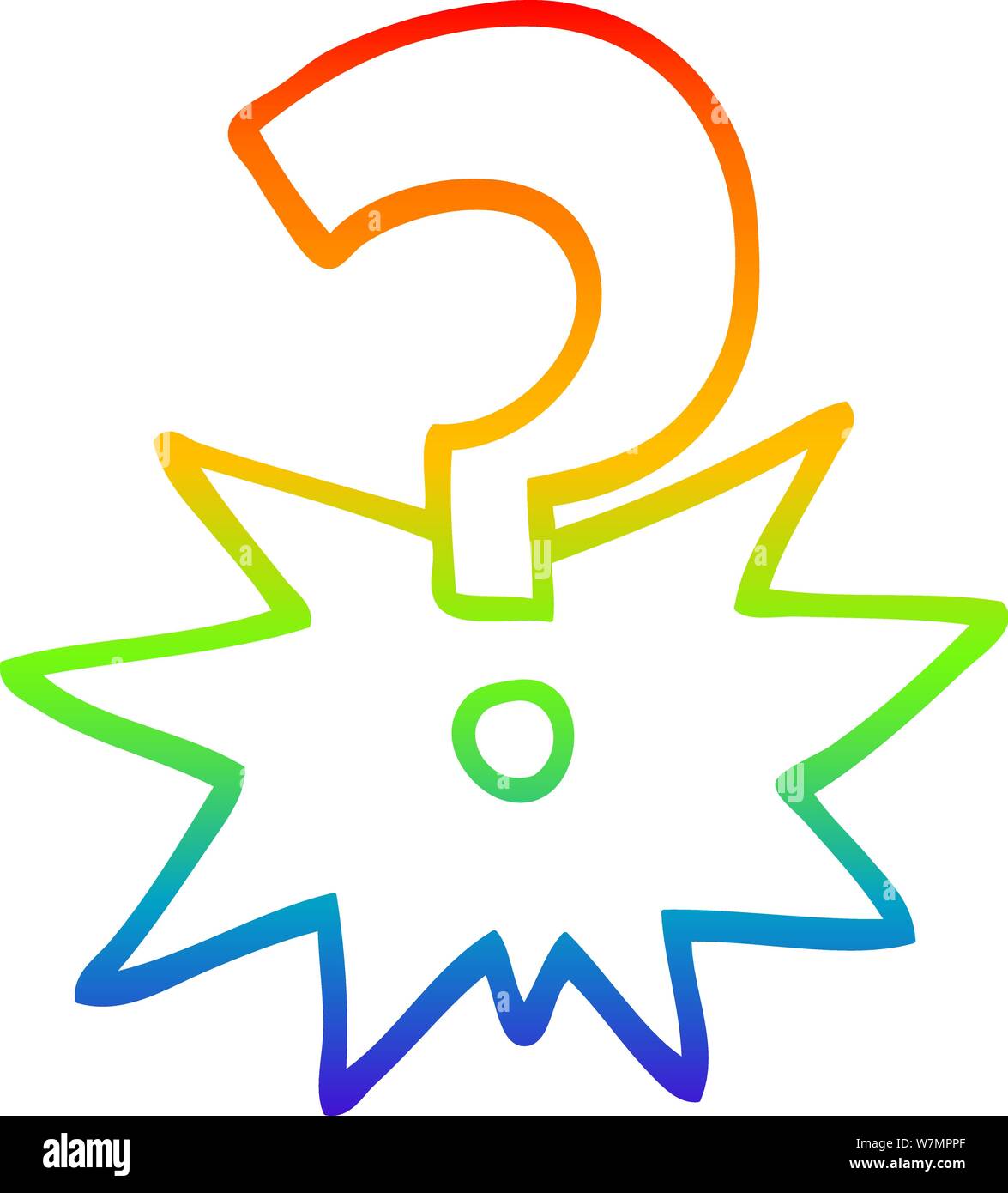 rainbow gradient line drawing of a cartoon question mark Stock Vector ...