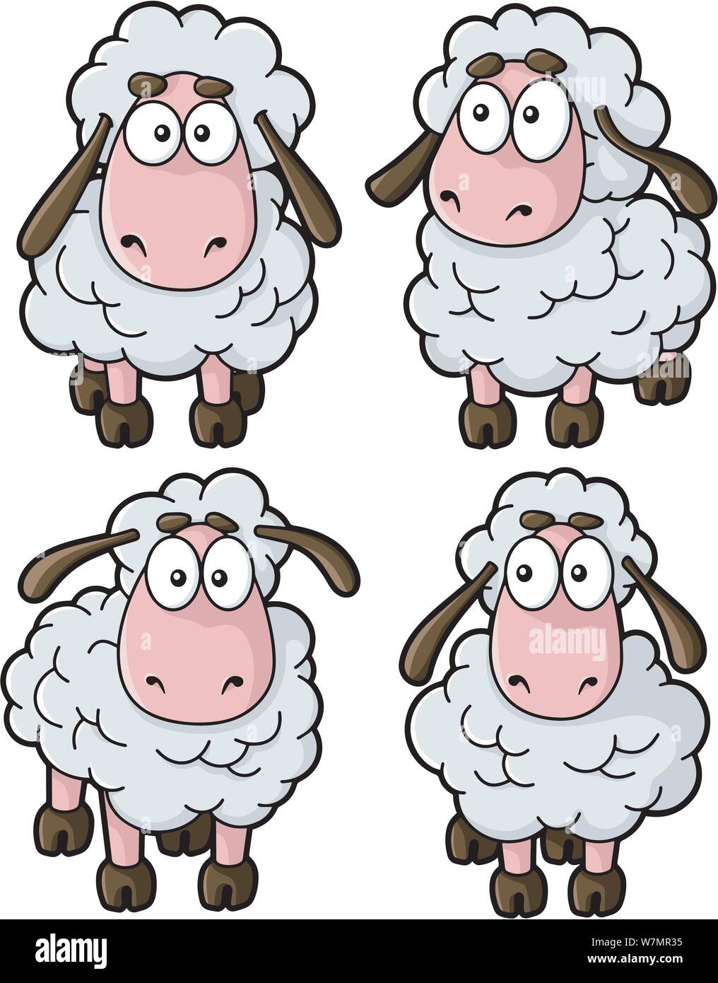 Four sheep cartoon icons isolated on white background Stock Vector ...
