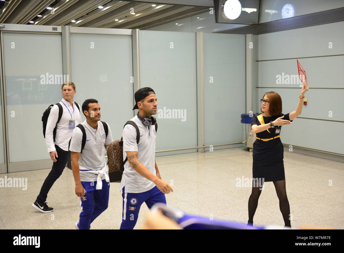 Players and coaching staff of Chelsea F.C. are pictured after arriving ...