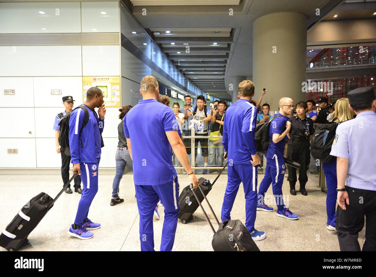 Players and coaching staff of Chelsea F.C. are pictured after arriving ...