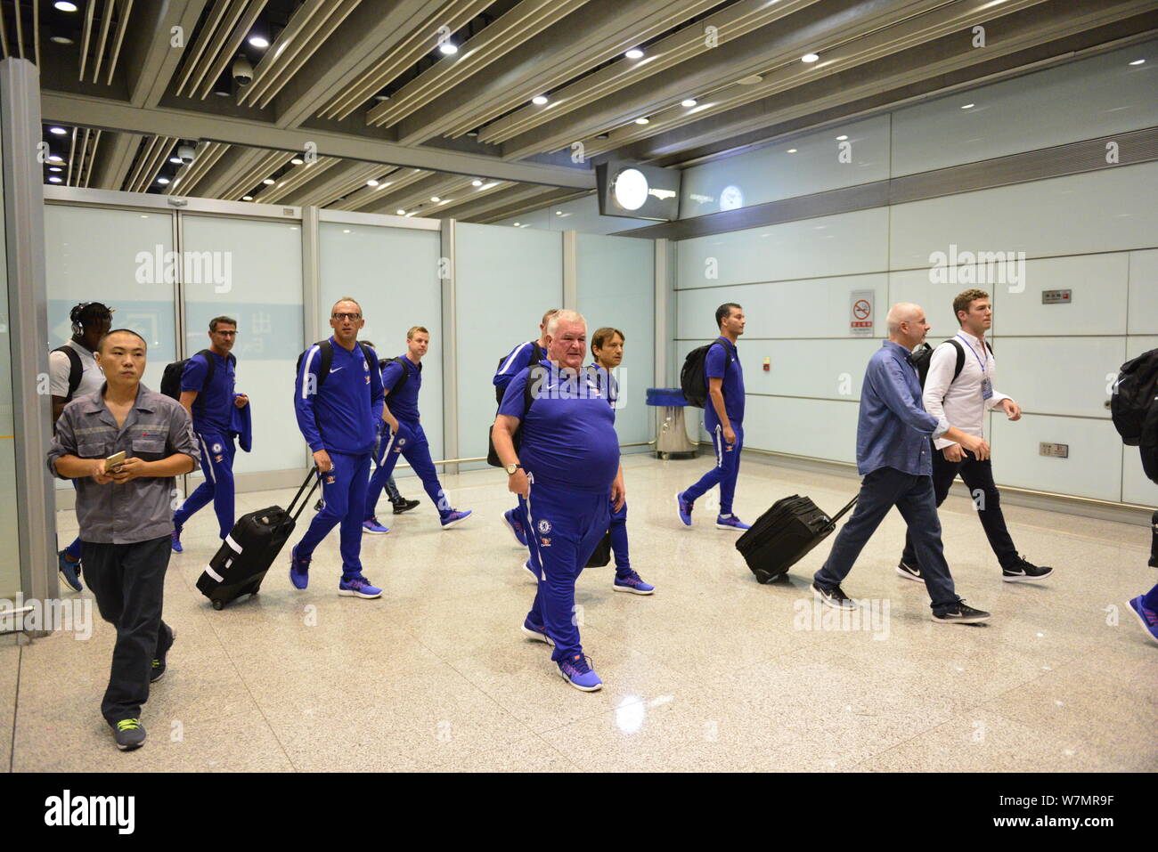 Players and coaching staff of Chelsea F.C. are pictured after arriving ...
