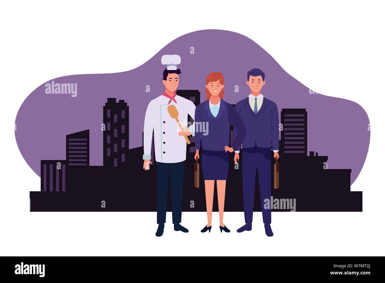 Professionals workers characters smiling cartoons Stock Vector Image ...