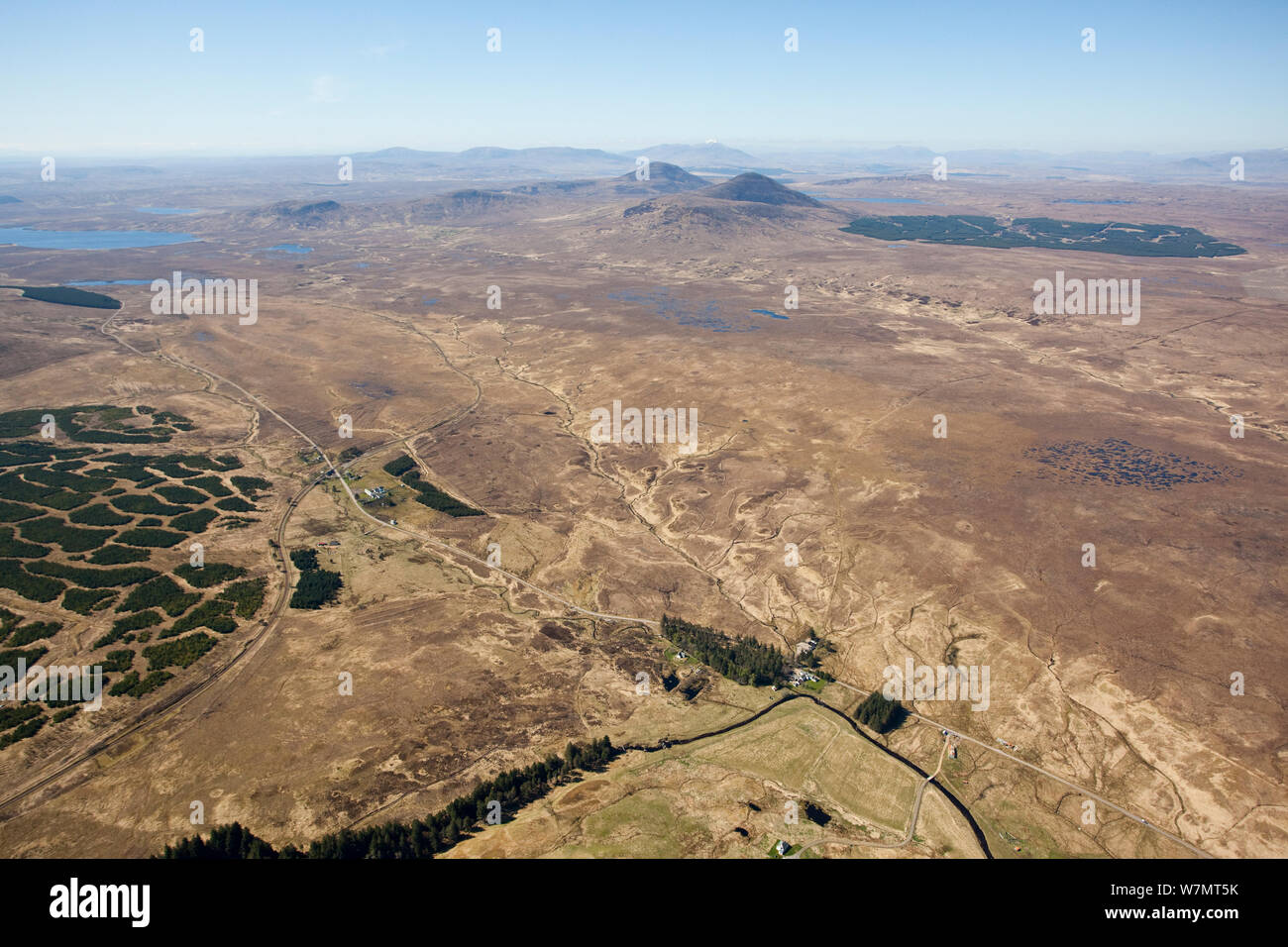 Aerial view of Forsinard Flows blanket bog, Forsinard, Caithness ...