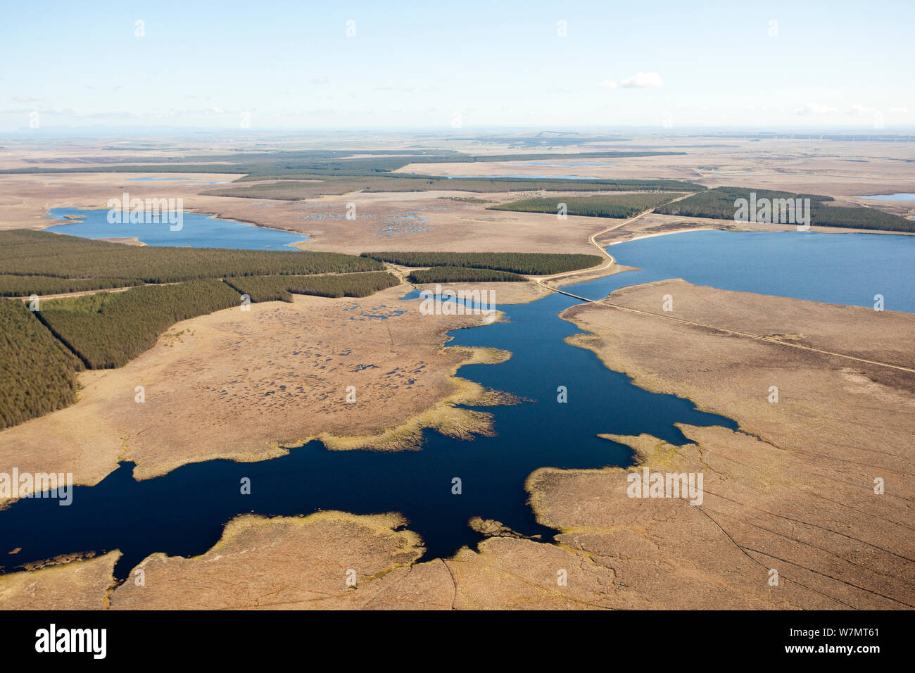 Aerial view of Forsinard Flows blanket bog, Forsinard, Caithness ...