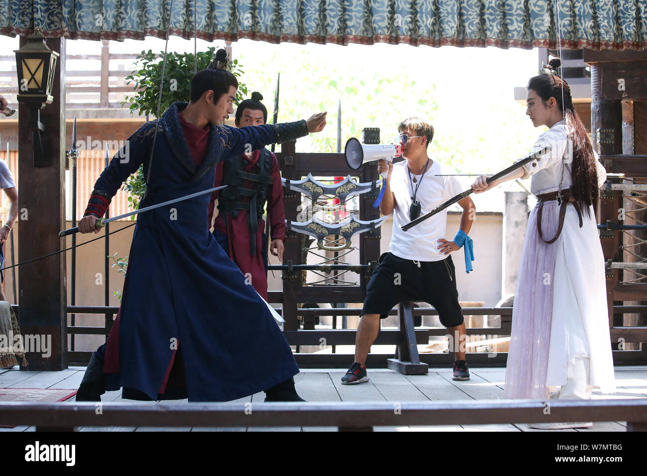 Chinese actress Jing Tian, right, and Taiwanese actor Chen Bolin, left ...