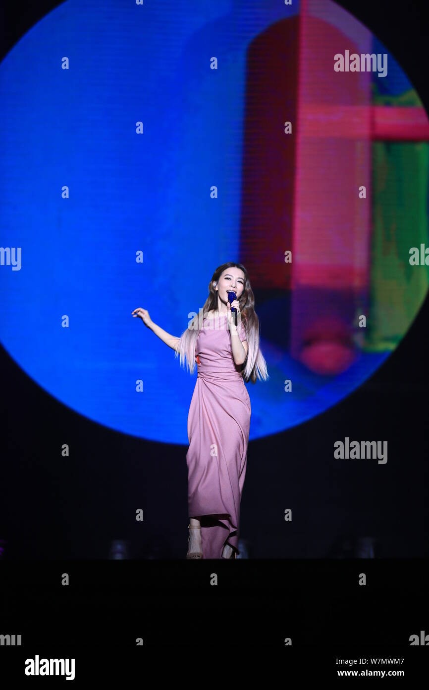 Hebe Tien or Tien Fu-chen of Taiwanese girl group S.H.E performs during ...
