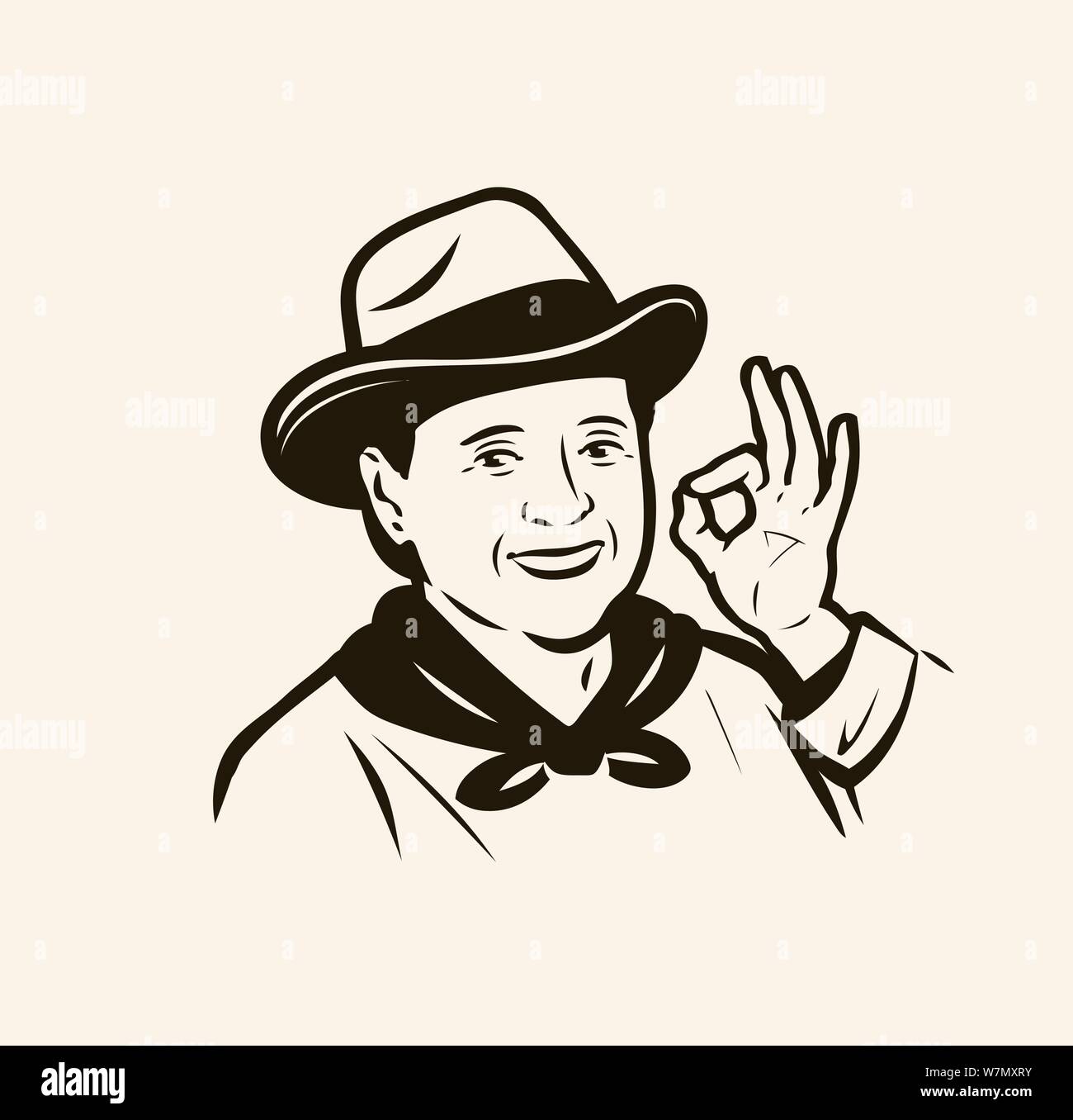 Portrait woman farmer. Agriculture, farm concept. Vector illustration ...