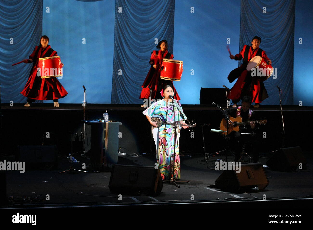 Japanese singer Rimi Natsukawa performs during a concert at the Taipei ...
