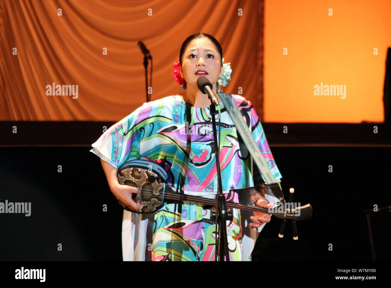 Japanese singer Rimi Natsukawa performs during a concert at the Taipei ...
