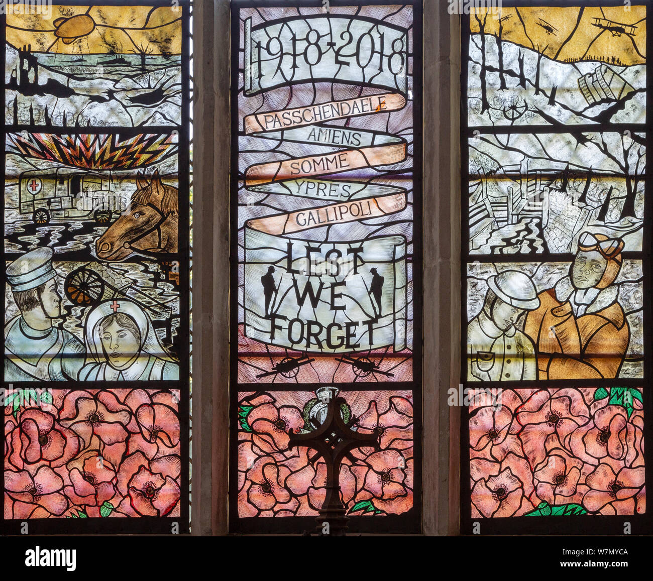 Stained glass memorial window 1918-2018 First World War centenary ...