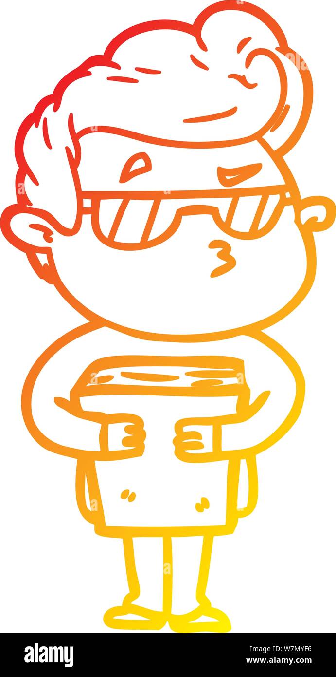 warm gradient line drawing of a cartoon cool guy Stock Vector Image ...
