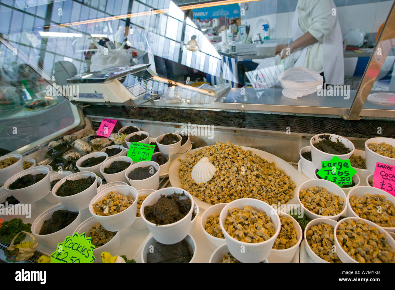 Sustainable marine sea foods, Laverbread (seaweed) and cockles for sale ...