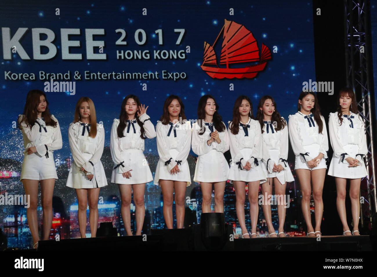Members of South Korean girl group Gugudan attend a launch event for the 2017 Hong Kong Korea ...