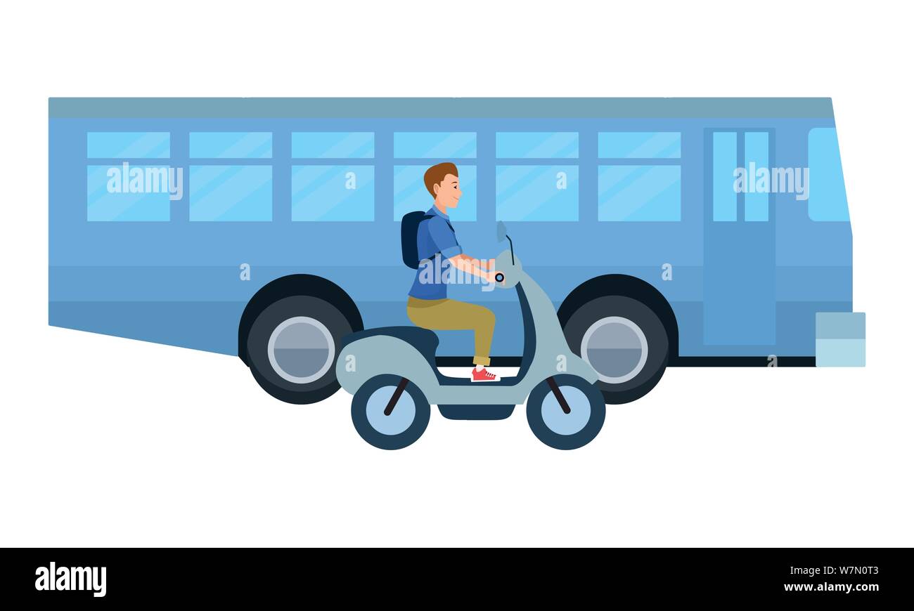 Vehicle and motorcycle with drivers riding Stock Vector Image & Art - Alamy