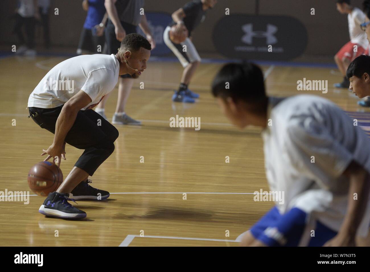 NBA star Stephen Curry of Golden State Warriors attends a fan meeting ...