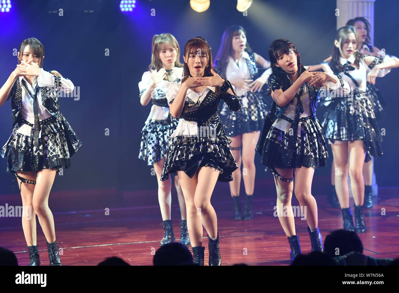 Members of Chinese idol girl group SNH48 TEAM HII perform during the ...