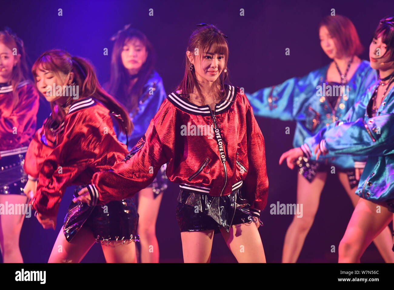 Members of Chinese idol girl group SNH48 TEAM HII perform during the ...
