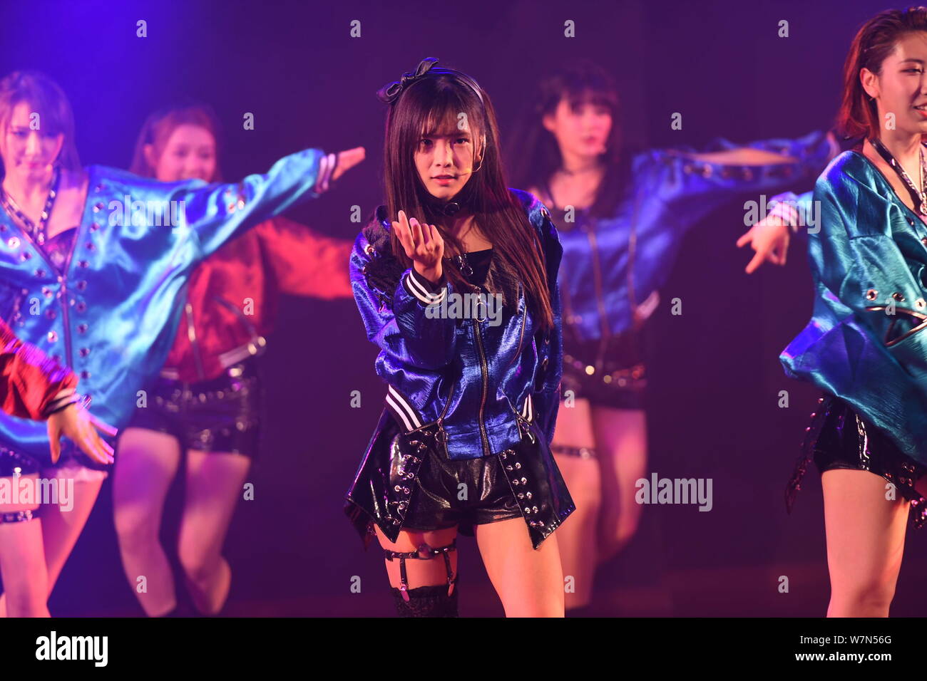 Members of Chinese idol girl group SNH48 TEAM HII perform during the ...
