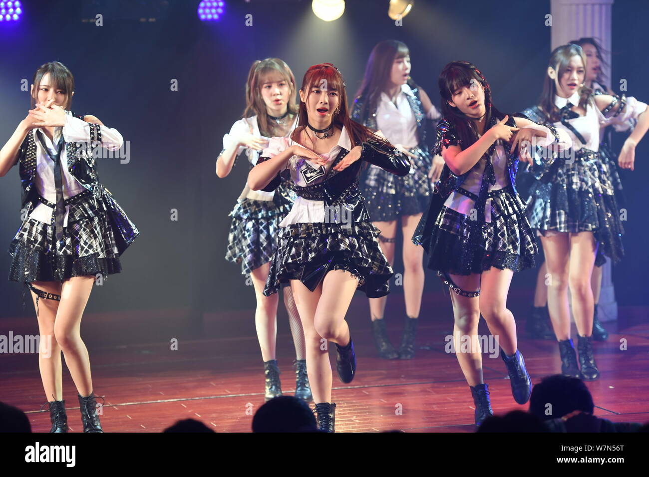 Members of Chinese idol girl group SNH48 TEAM HII perform during the ...