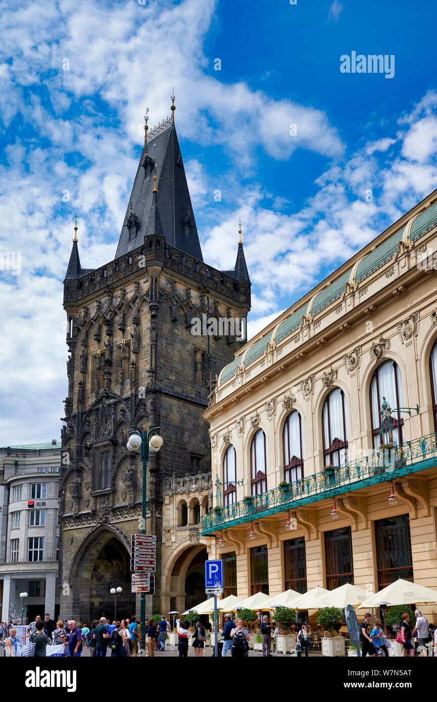 Prague Czech Republic. Municipal House and Powder Tower Stock Photo - Alamy