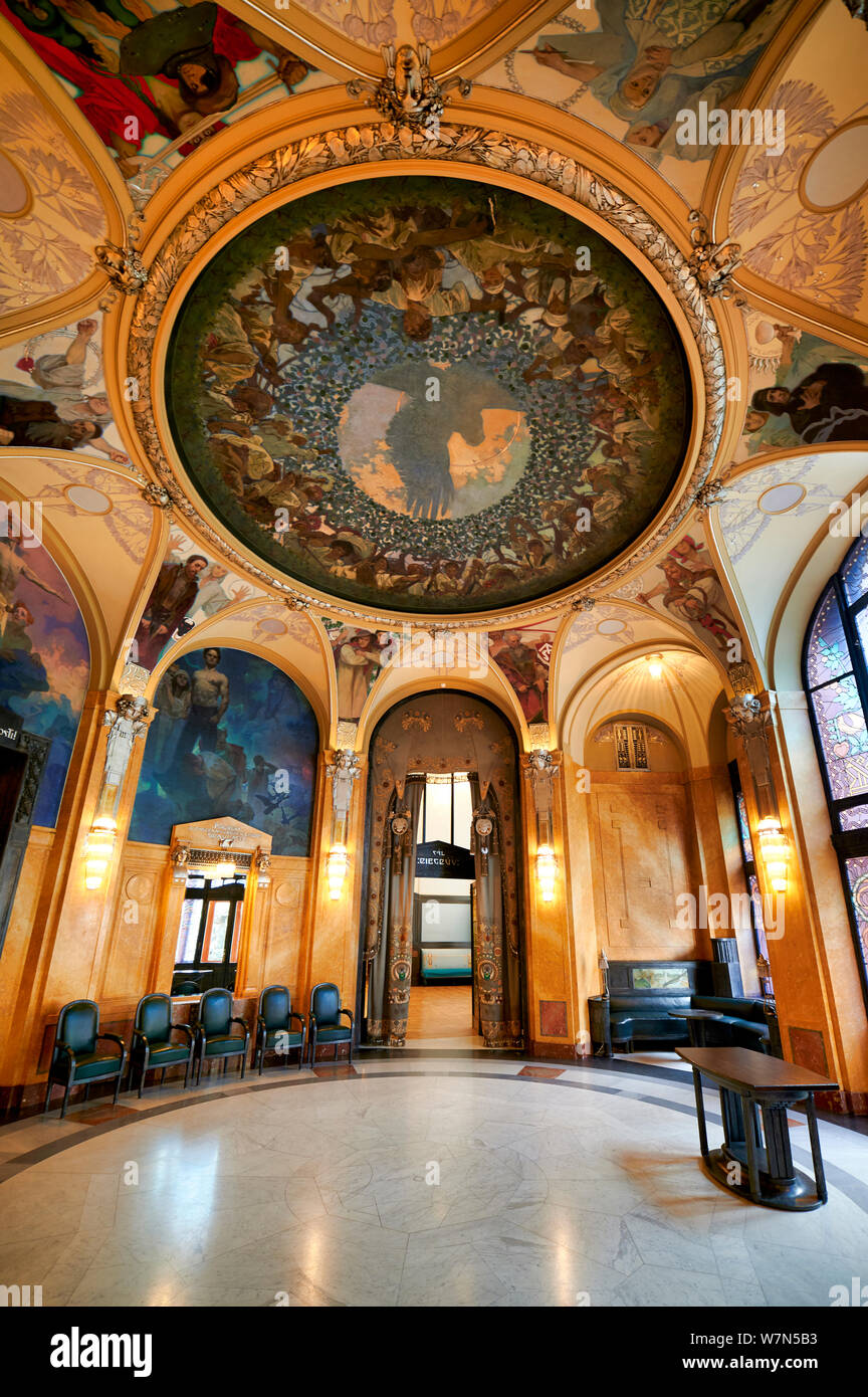 Prague Czech Republic. Decorated rooms inside the Municipal House Stock ...