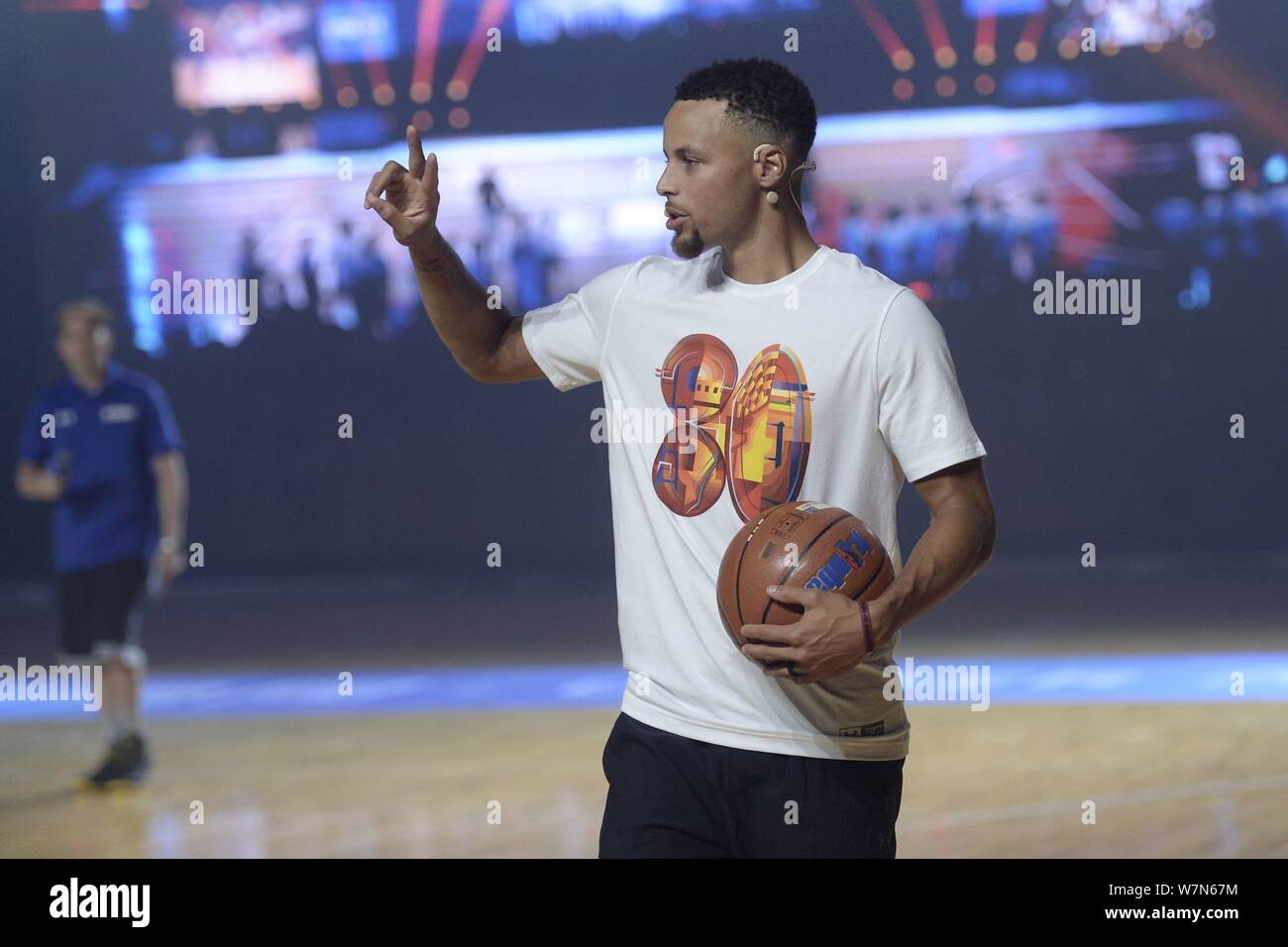 NBA star Stephen Curry of Golden State Warriors attends a fan meeting ...