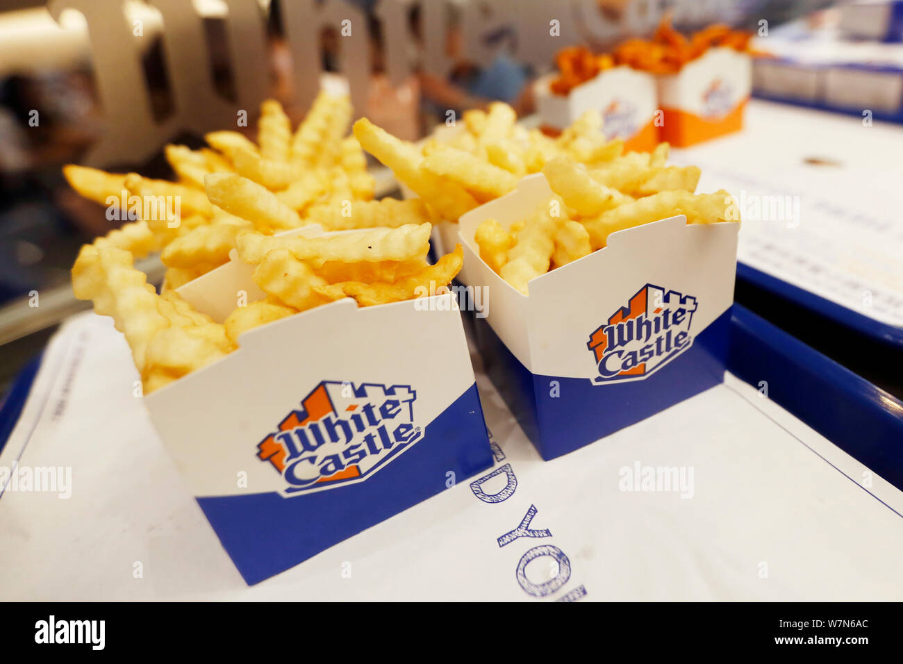 French fries served to customers are pictured at a newly-open White ...