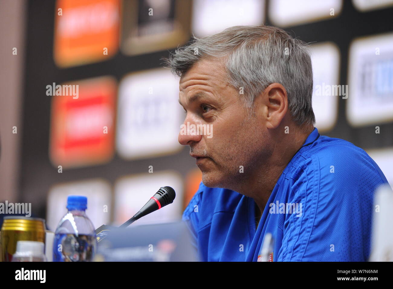 Head coach Bruno Genesio of Olympique Lyonnais attends a press ...
