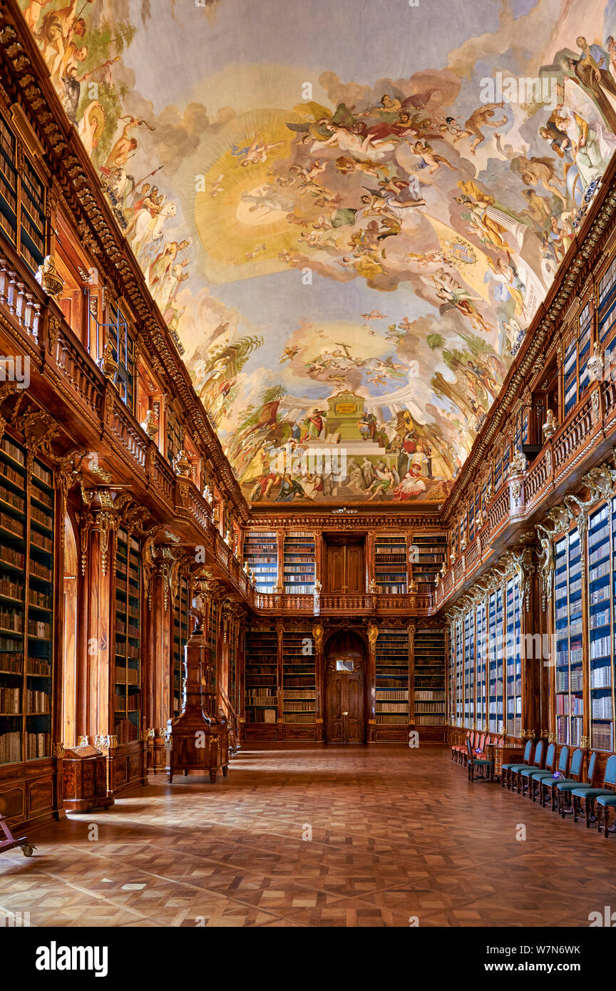 Prague Czech Republic. The old library at Strahov monastery Stock Photo ...