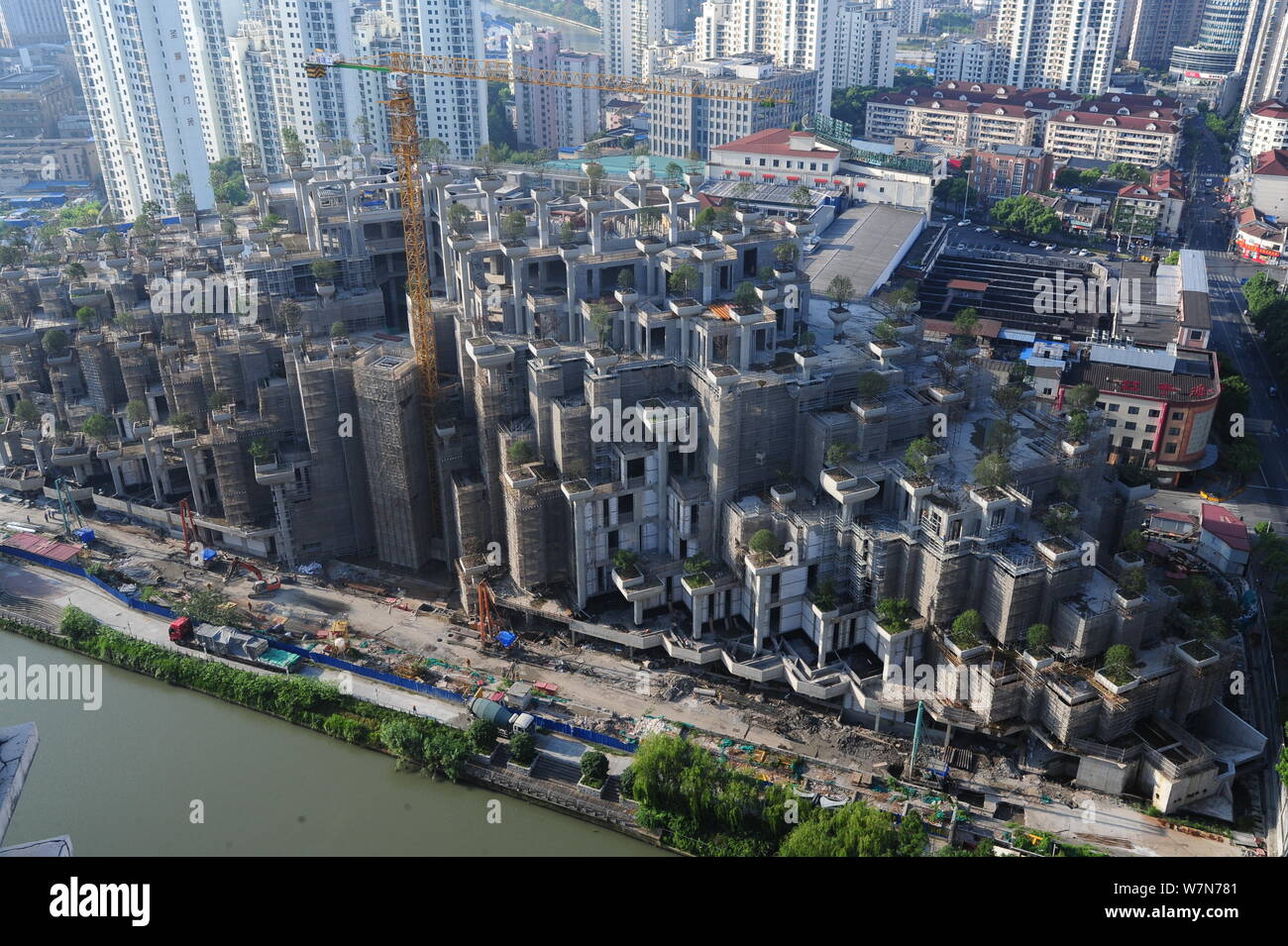 Aerial view of the new real estate project that developers are building ...