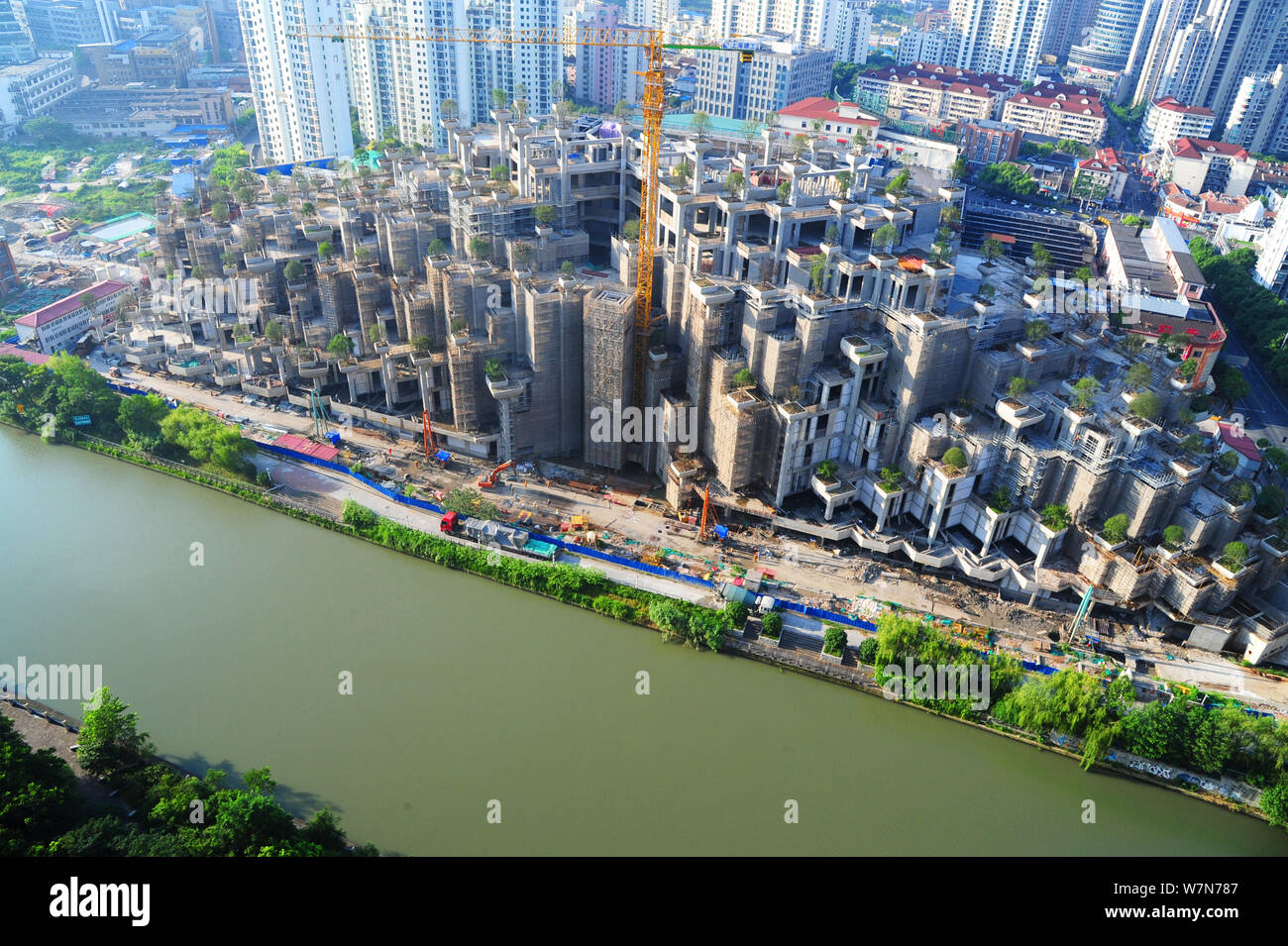 Aerial view of the new real estate project that developers are building ...