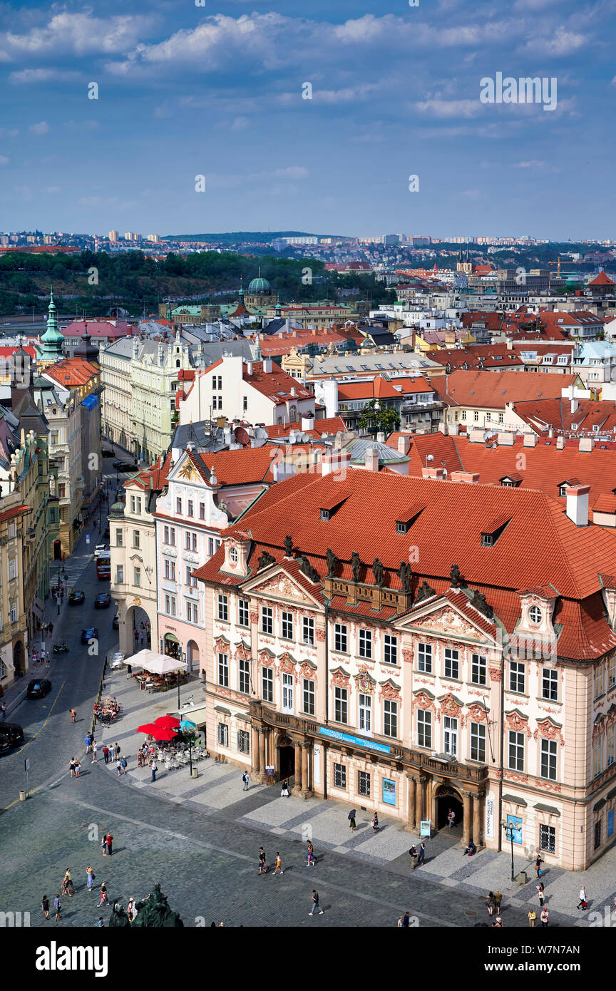 Prague Czech Republic. Aerial view of old town. Kinsky Palace Stock ...