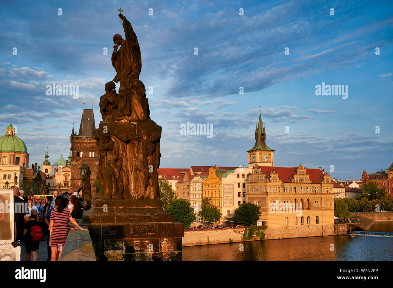 Prague Czech Republic. Old historical buildings by the river Vltava ...