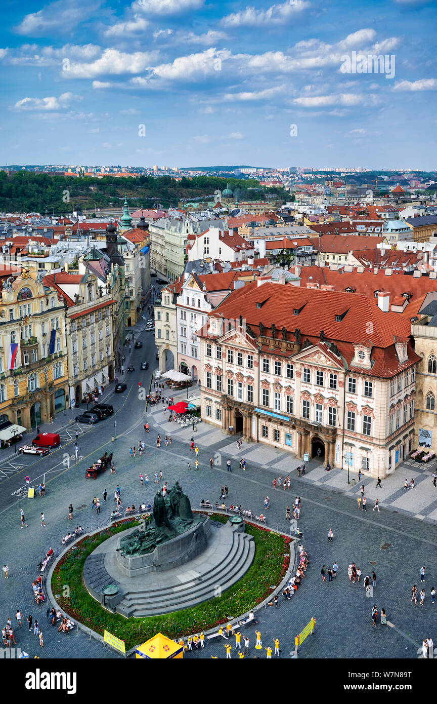Prague Czech Republic. Aerial view of old town. Kinsky Palace Stock ...